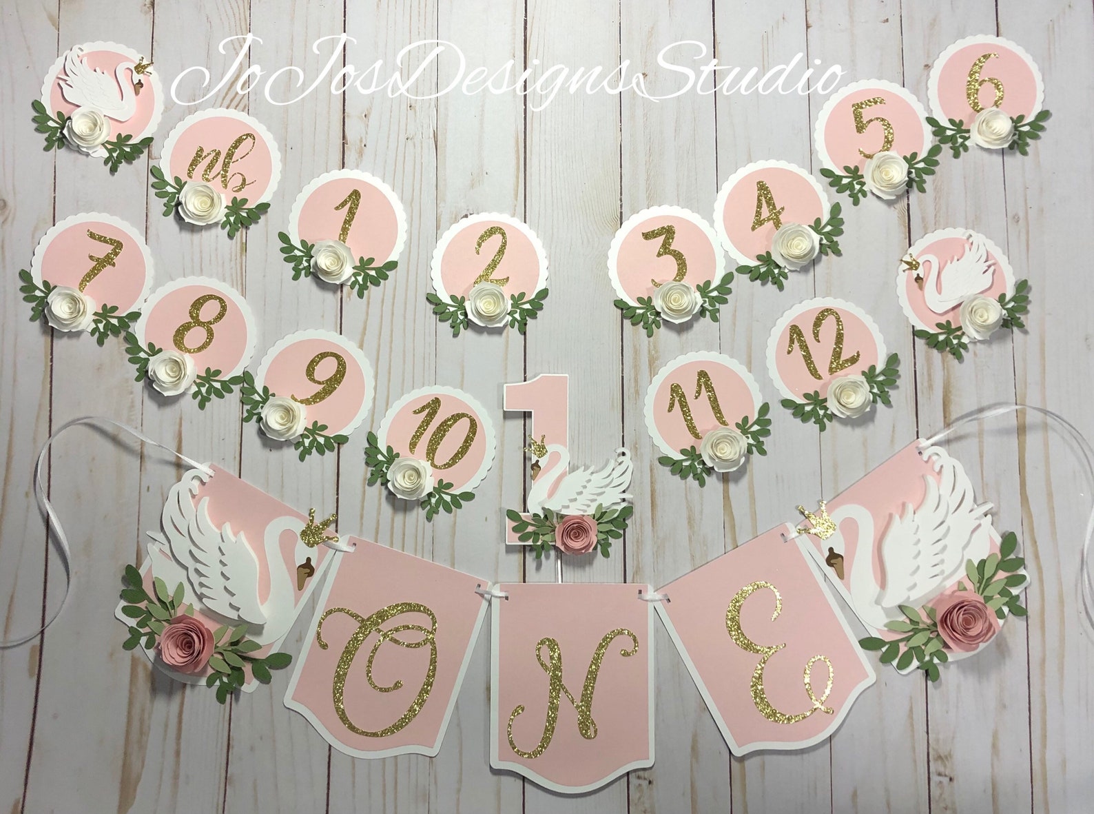 Swan Milestone Banner, Swan Monthly Banner, Swan Birthday Banner, Swan ...