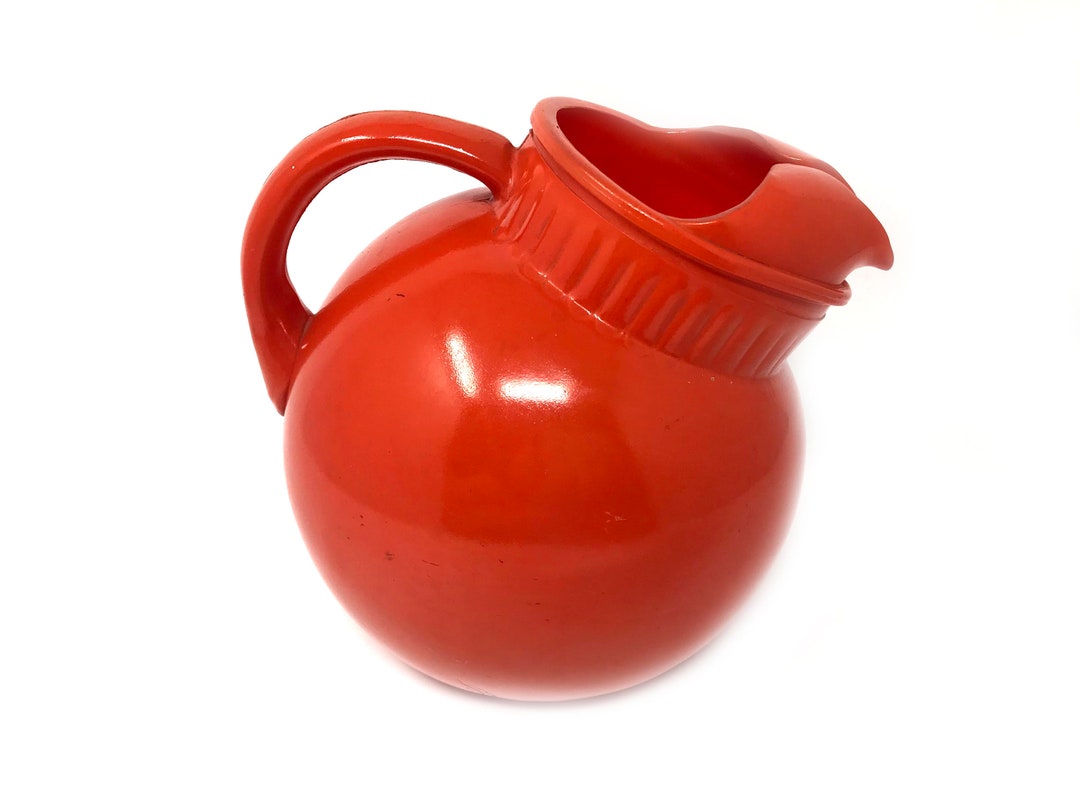 Vintage Anchor Hocking Orange Tilt Ball Pitcher Fire King Rainbow ...