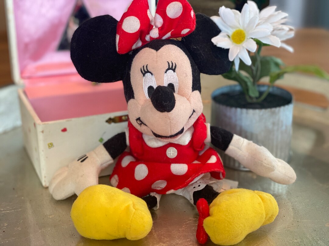 Vintage 9" Minnie Mouse Plush Doll 1980's Minnie Mouse Stuffed Doll ...