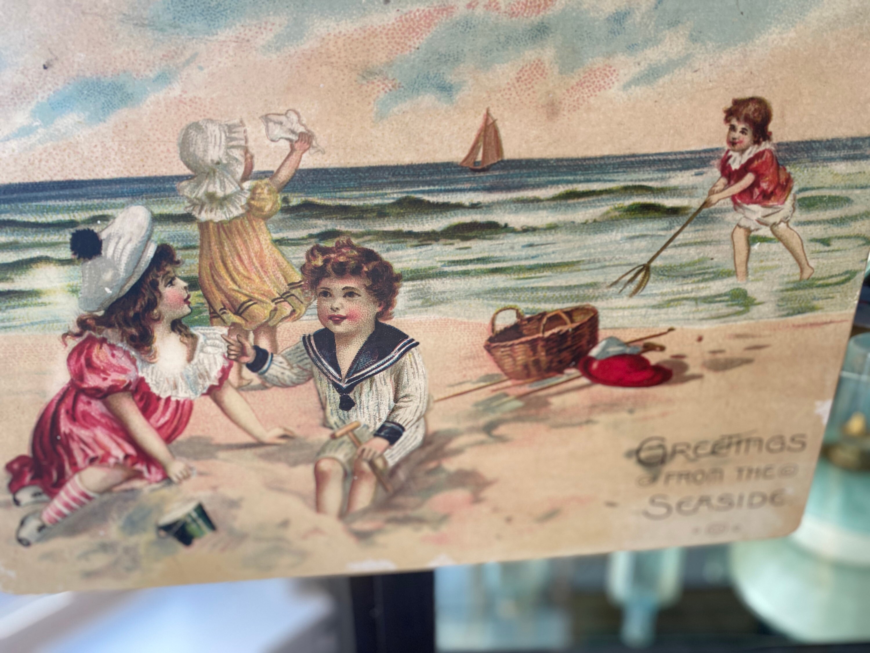 Vintage Seaside Scene Wall Plaque Greetings From the Seaside - Etsy