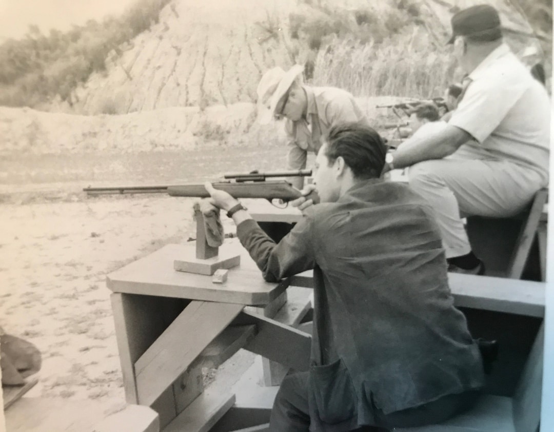 Vintage Photo Man Shooting Rifle at Shooting Range 1960s, Found Photo ...