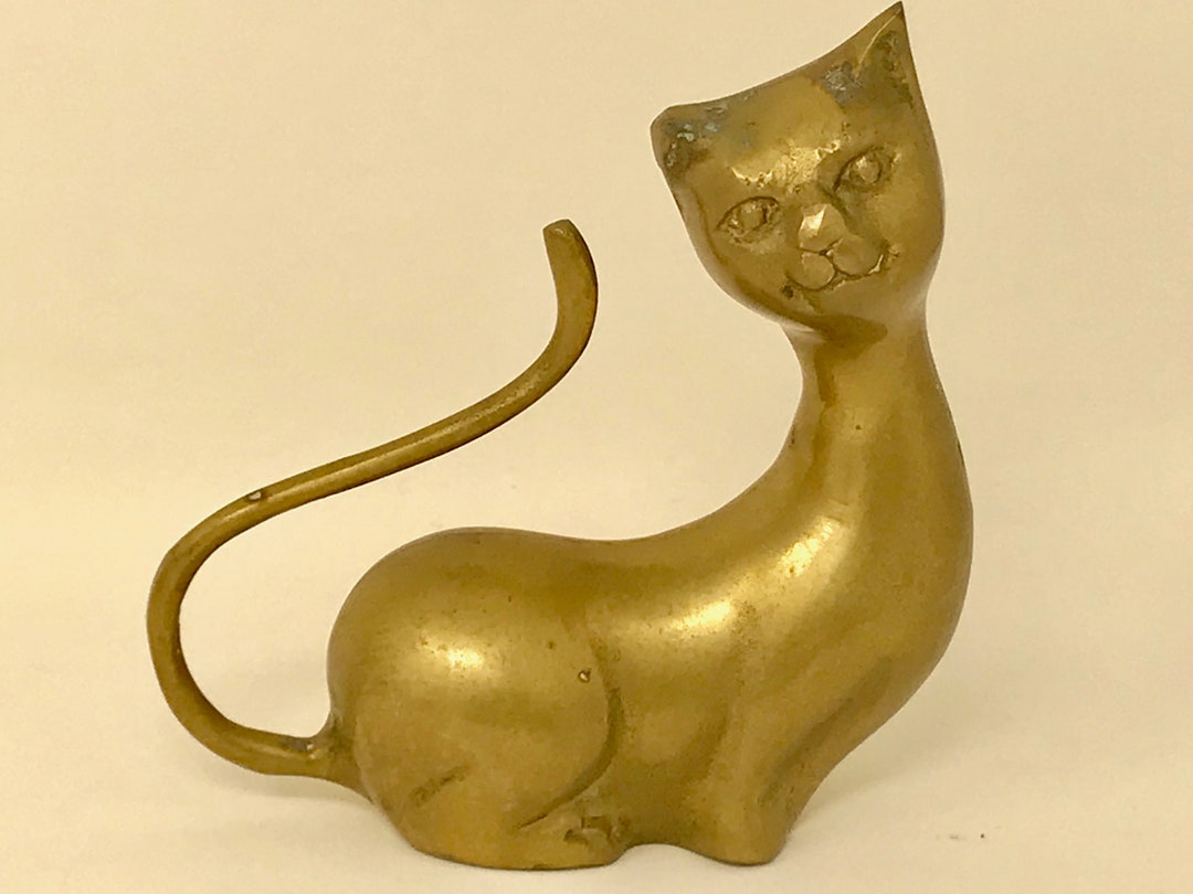 Vintage Brass Cat Figurine 4” - Vintage Solid Brass Siamese Cat ...