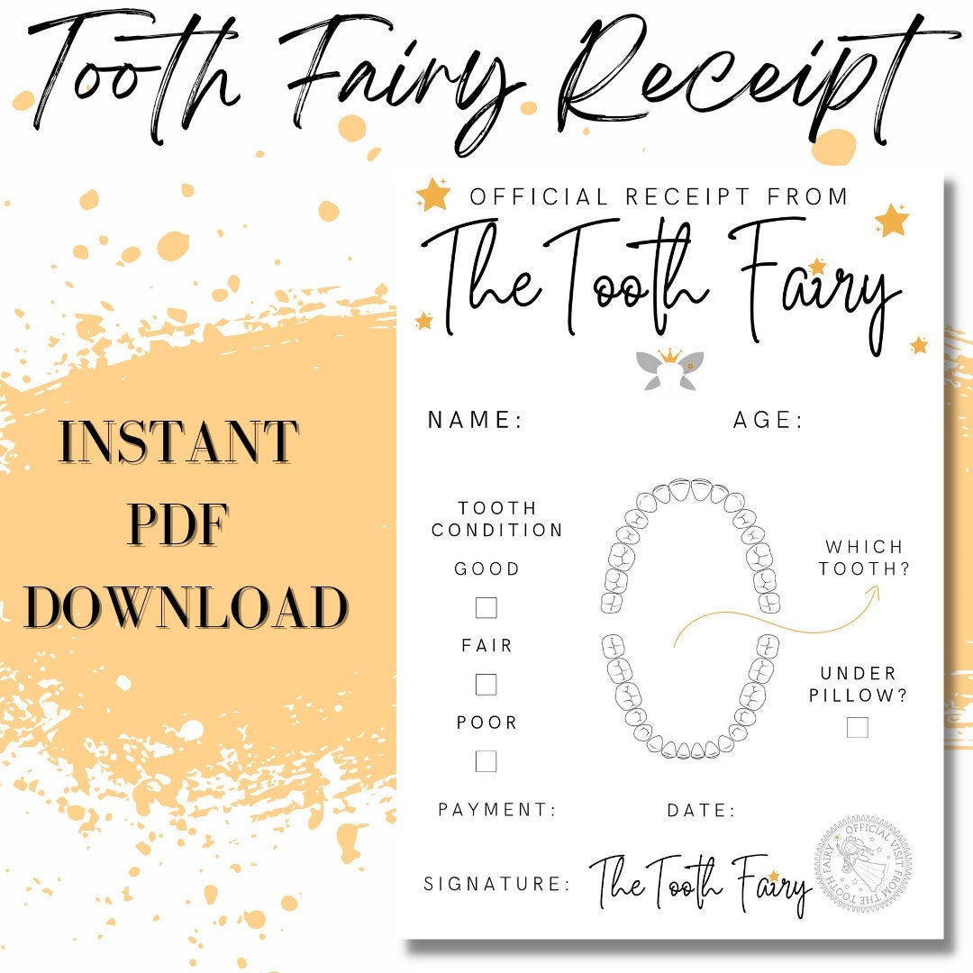 Tooth Fairy Receipt, Printable Tooth Fairy Letter - Etsy