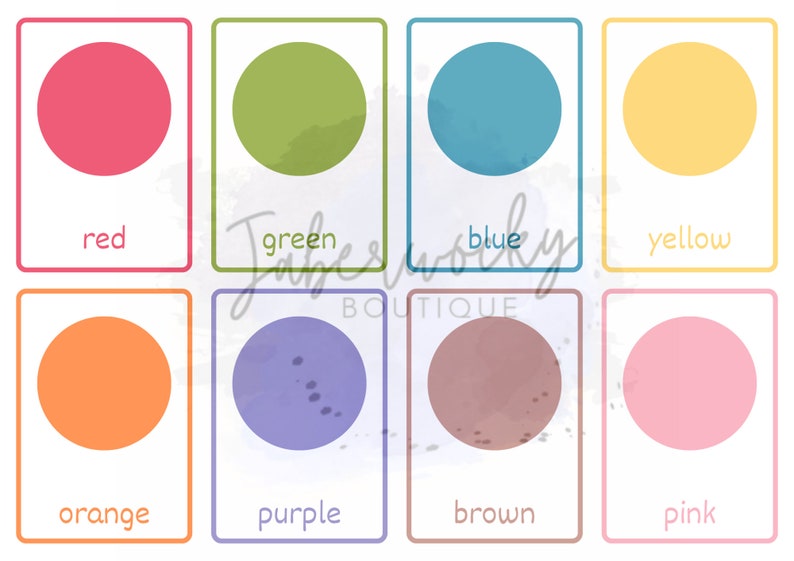 Printable Colour Flashcards, Teaching and Learning, Instant Digital ...