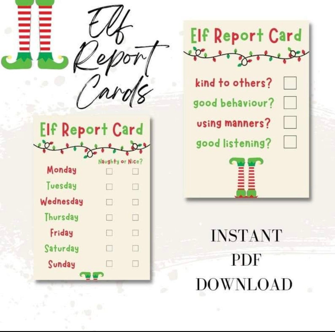 Elf Report Card, PDF, Instant Digital Download - Etsy