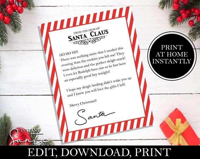 Thanks for the Cookies Letter From Santa Christmas Morning - Etsy