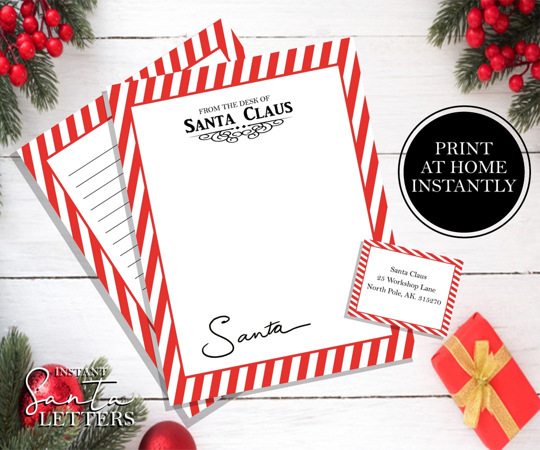 Santa's Letterhead, Letter From Santa, Blank Letter From or for Santa ...