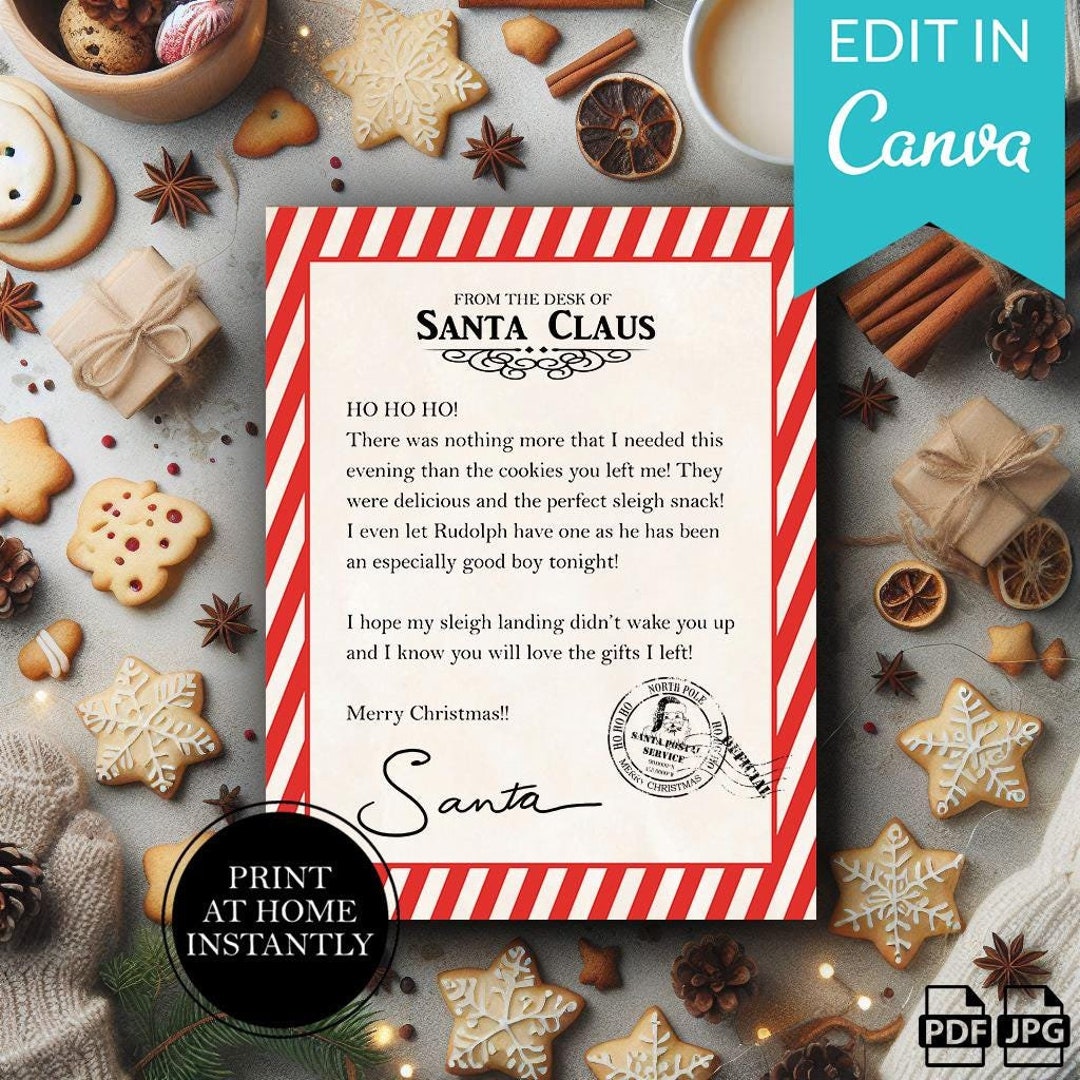 Thanks for the Cookies Letter From Santa, Christmas Morning Letter From ...