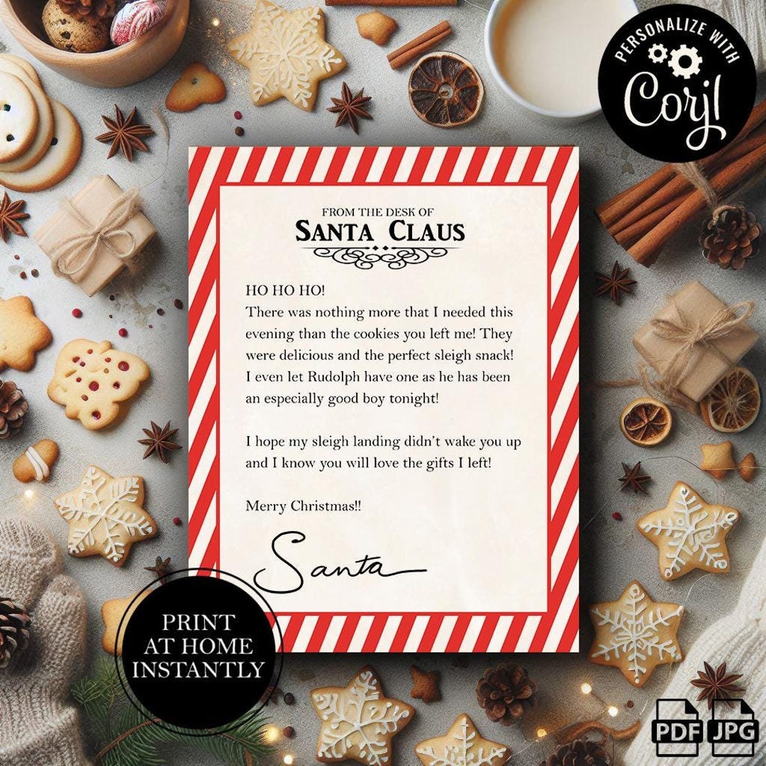 Thanks for the Cookies Letter From Santa, Christmas Morning Letter From ...