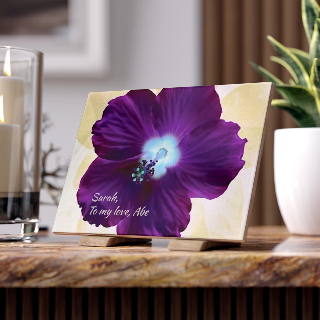 Vibrant Purple Flower Ceramic Tile - Home Décor, Kitchen Accent ...