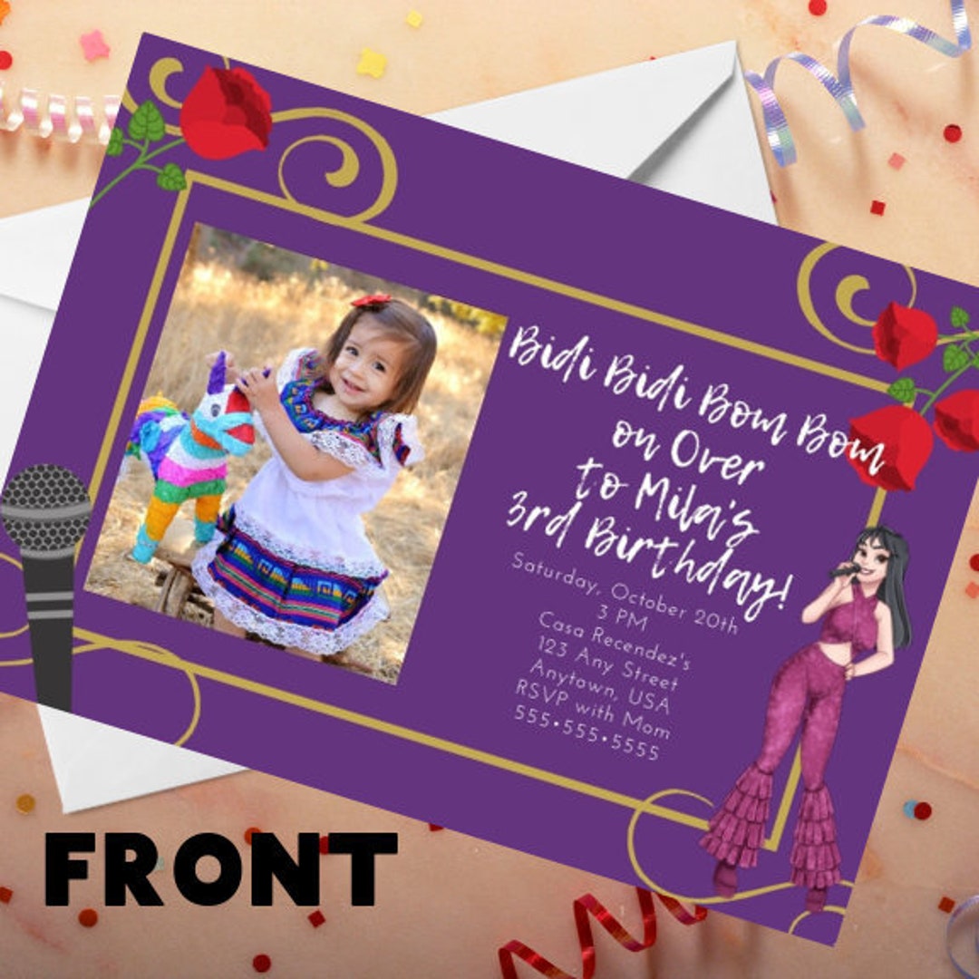 Selena Kid's Party Invite With Photo, Includes Free Cupcake Toppers ...