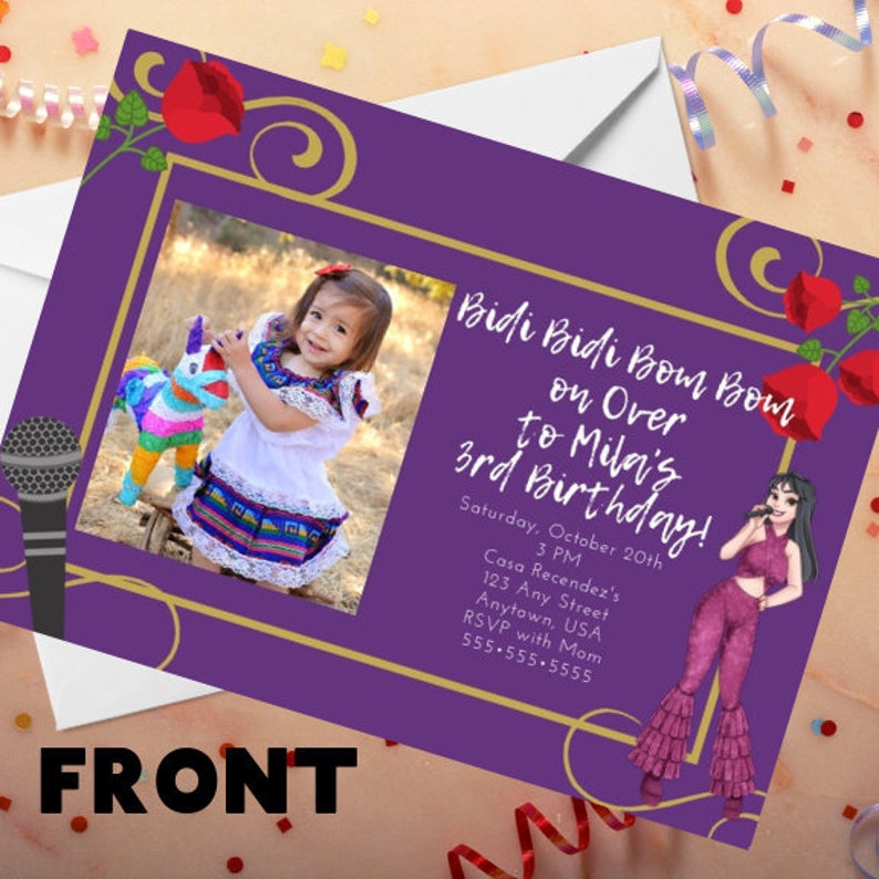 Selena Kid's Party Invite With Photo, Includes Free Cupcake Toppers ...