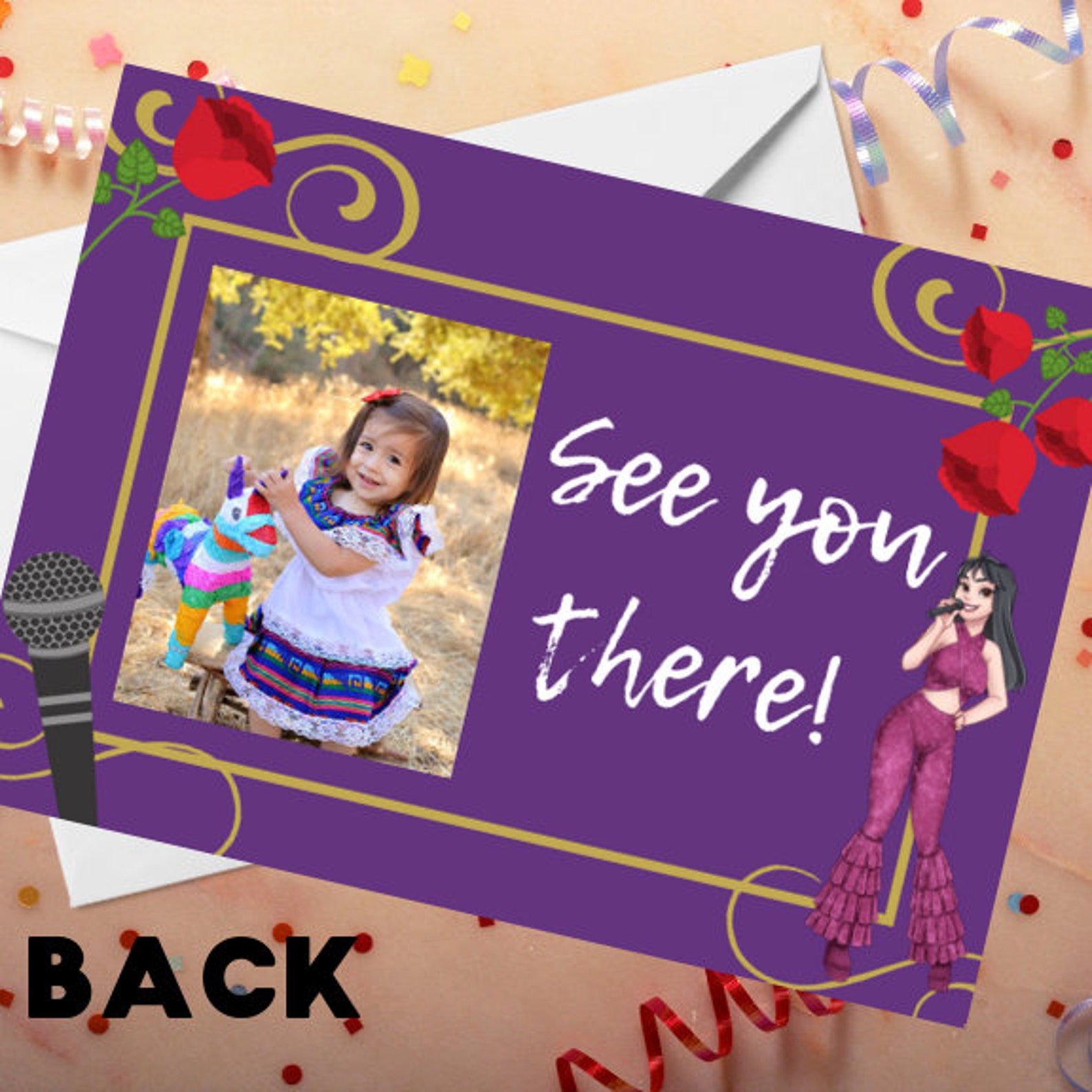 Selena Kid's Party Invite With Photo, Includes Free Cupcake Toppers ...