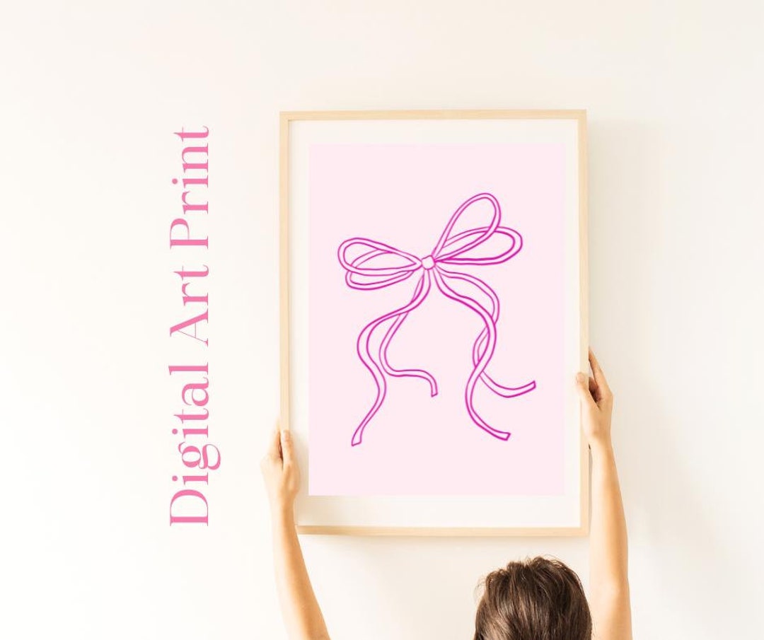 Pink Bow Sketch Art Print - Digital Download - Printable Decor - Etsy
