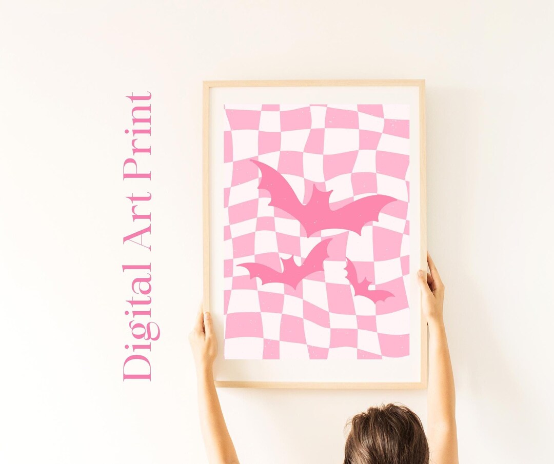Retro Bats - Pink-o-ween - Pink Halloween - Digital Download Art Print ...