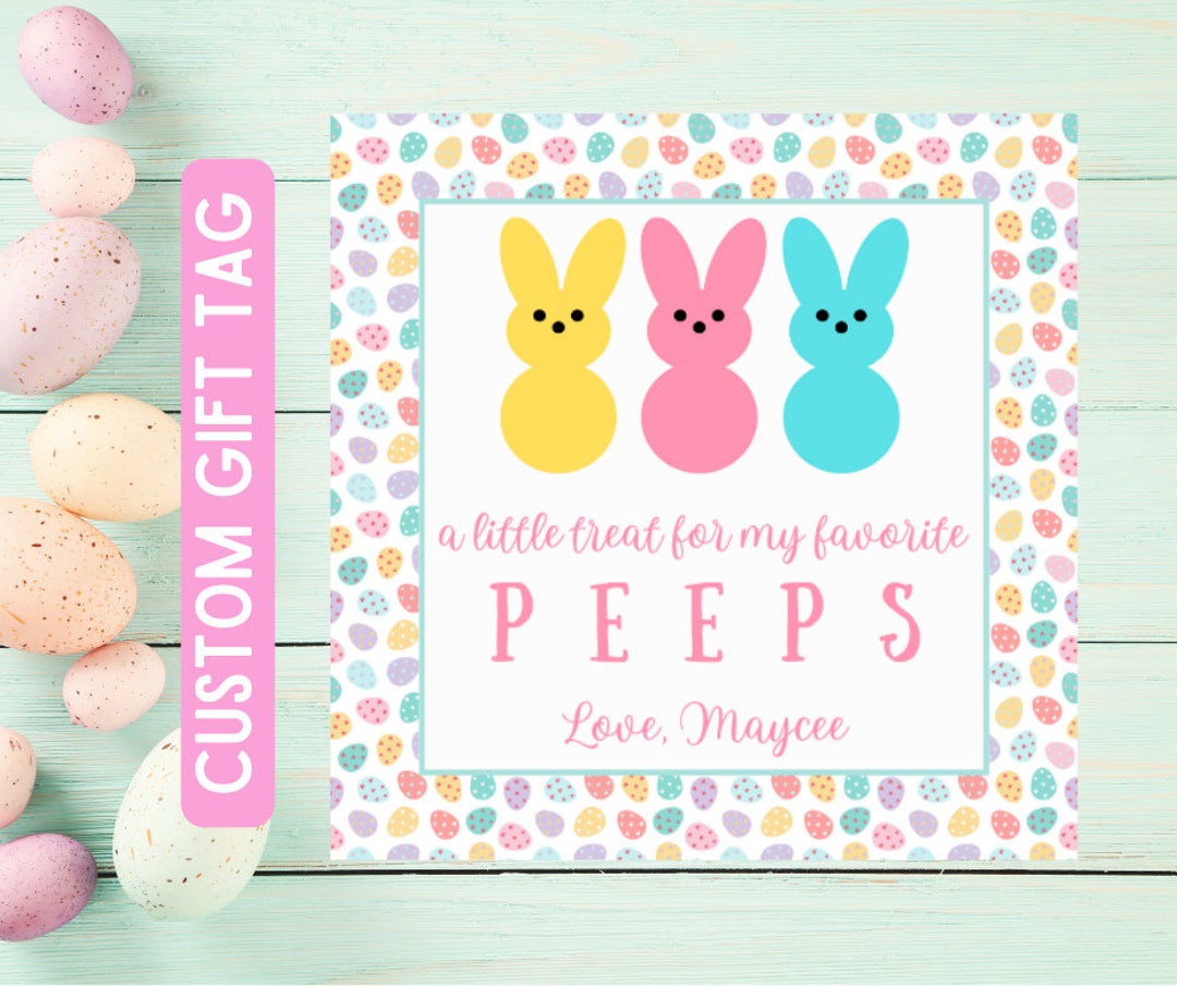 Watercolor Easter Peeps Gift Tag: Customizable Printable Card (digital ...