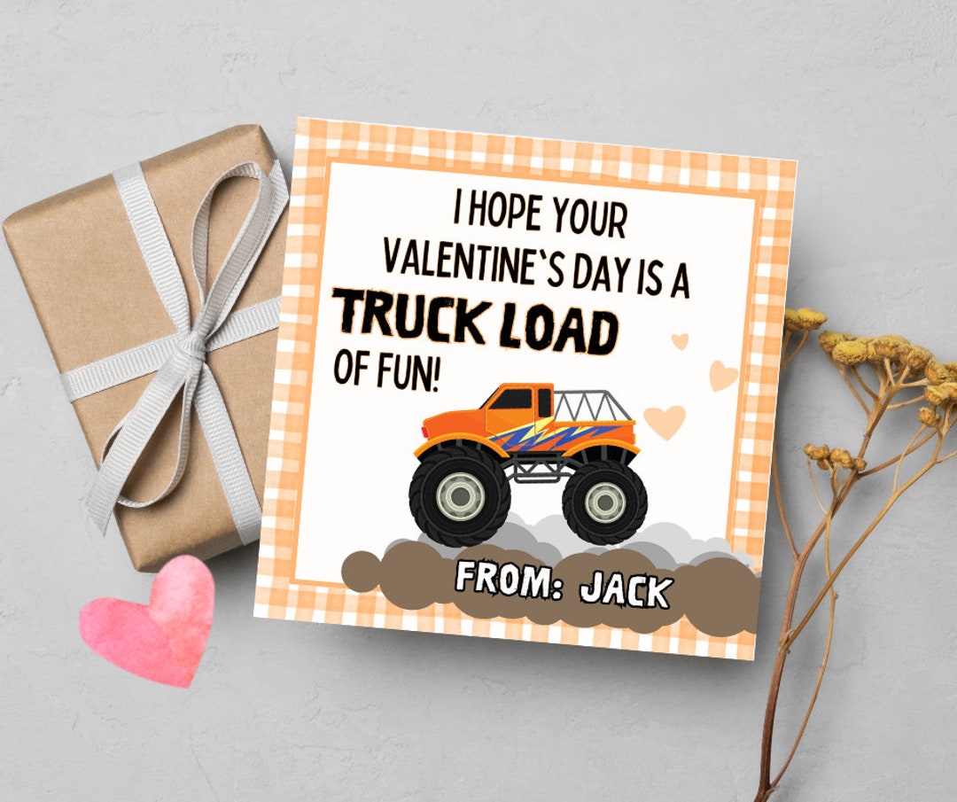 Monster Truck - Load of Fun - Custom Valentine's Day Card Gift Tag ...