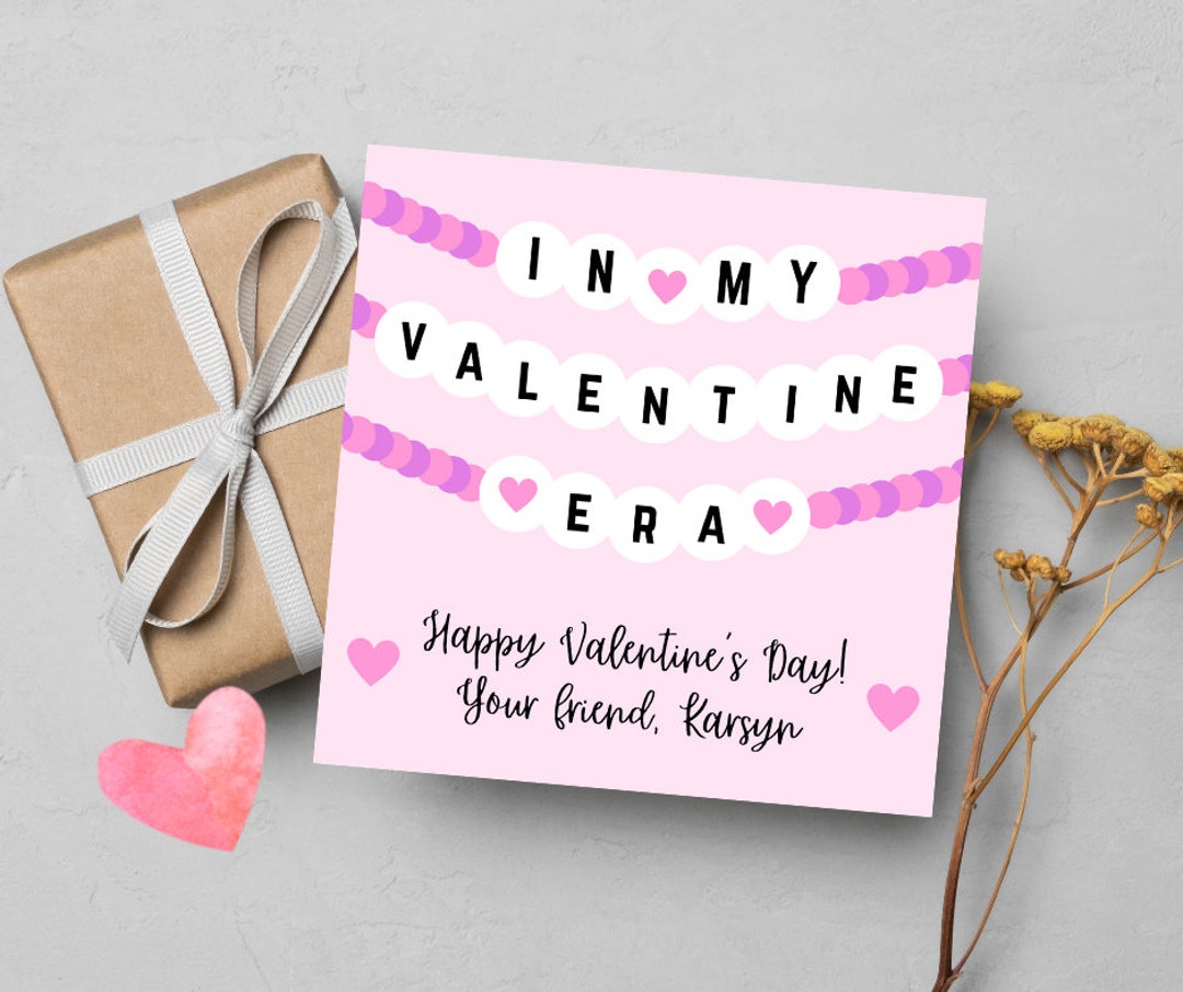 In My Valentine Era Friendship Bracelet Custom Valentine's Day Card ...