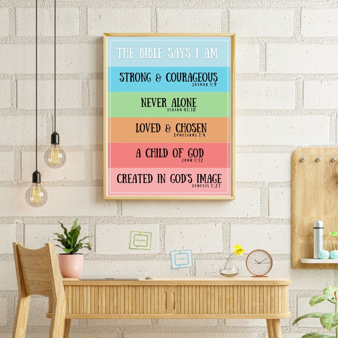 I Am Bible Affirmation Poster for Kids - Christian Class Rooms - Child ...
