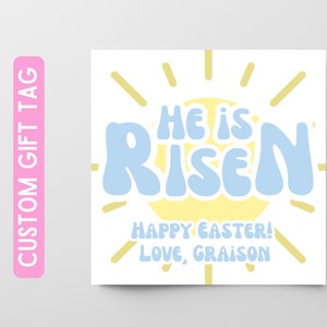 He is Risen Customizable Easter Gift Tag - Groovy Retro Colorful Easter ...