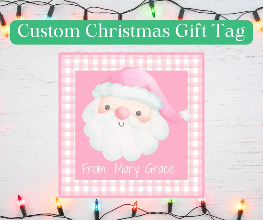 Pink Santa Christmas Gift Tag - Printable Gift Tags - Class Gifts - Etsy