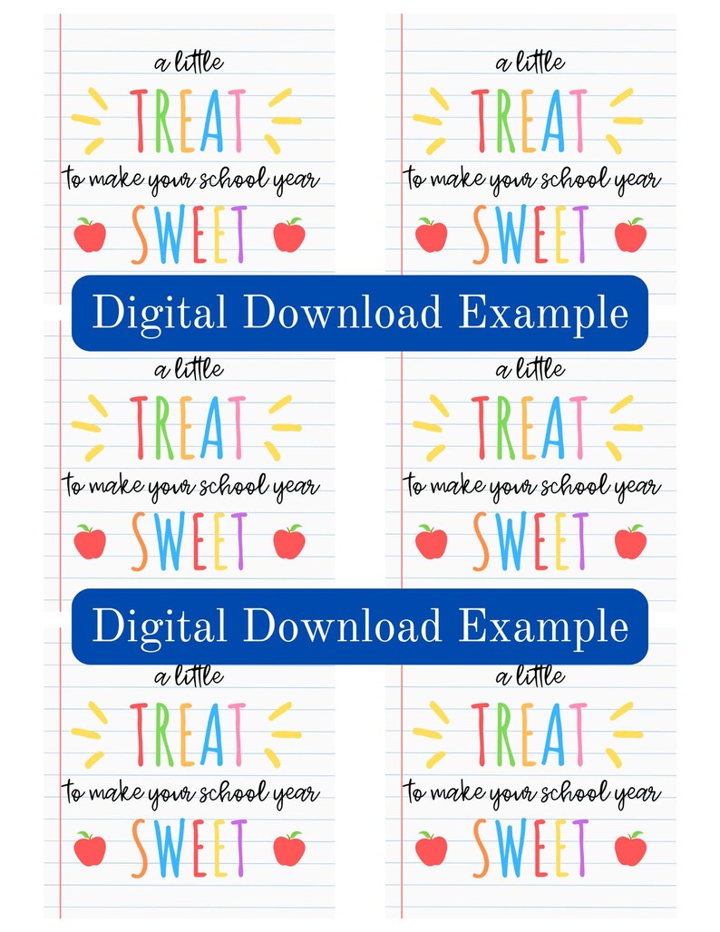 Teacher Appreciation Gift Tag: Sweet Treat Printable (digital Download ...