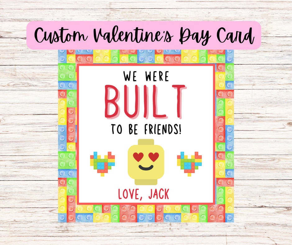 Built to Be Friends Building Blocks Valentine's Day Card Custom ...
