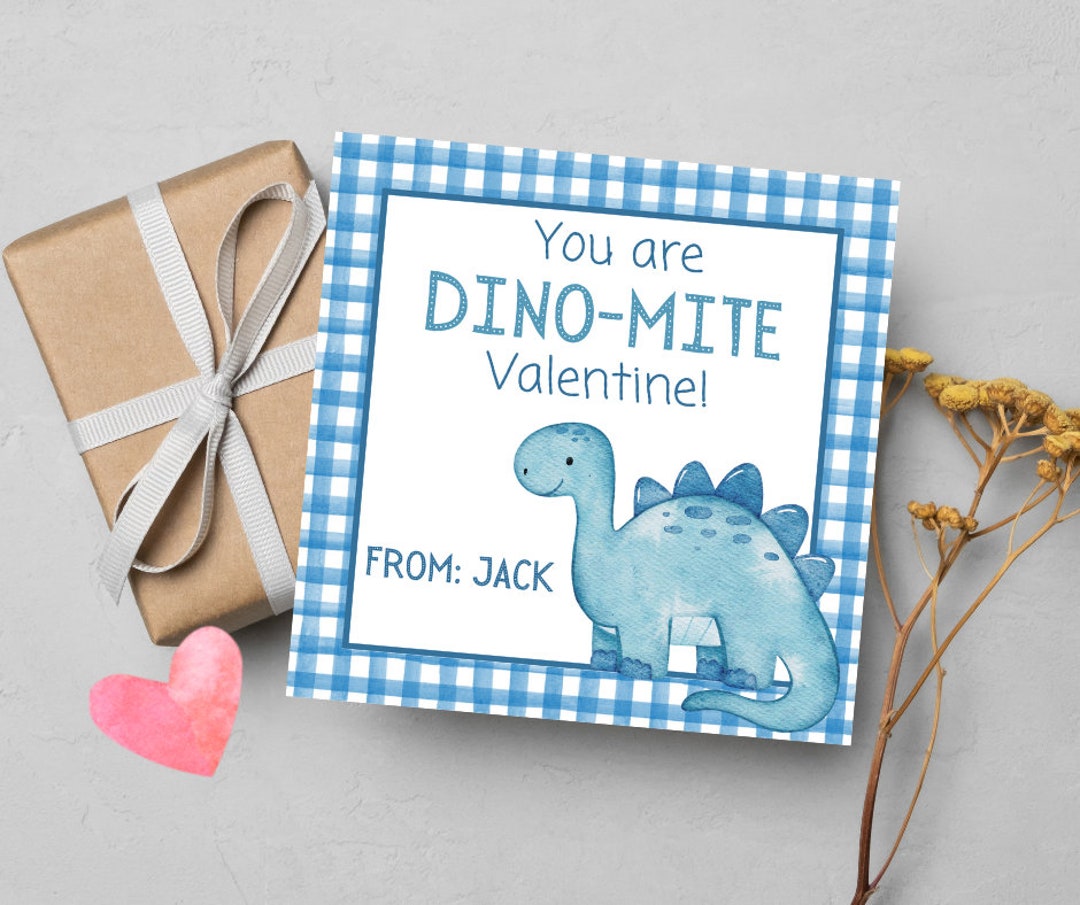 Dino-mite Valentine - Custom Valentine's Day Card Gift Tag - Kids Class ...