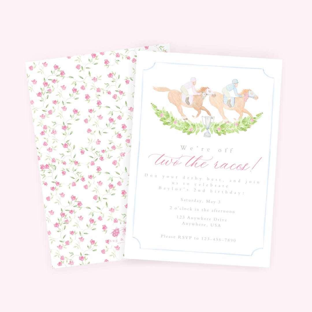 Watercolor off Two the Races Birthday Invitation | Kentucky Derby ...