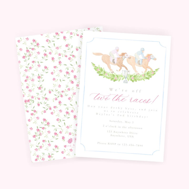 Watercolor off Two the Races Birthday Invitation | Kentucky Derby ...