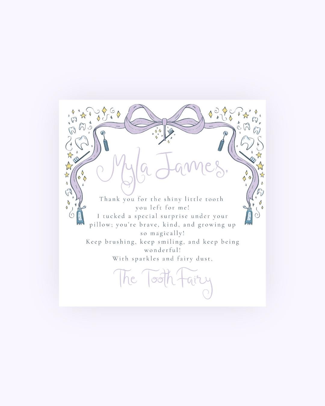 Watercolor Crest Tooth Fairy Card | Digital File Only - Etsy