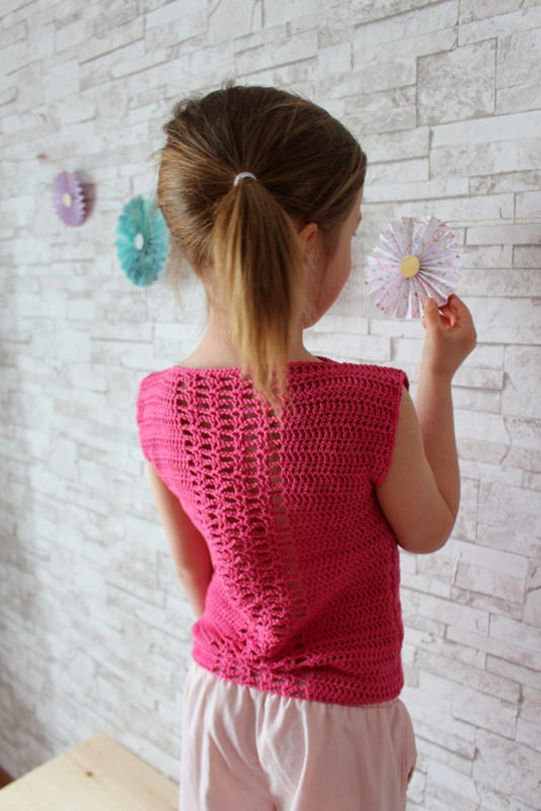 Kids Top Crochet PATTERN, the Lilli Top, Lace Back Top, Summer Top ...