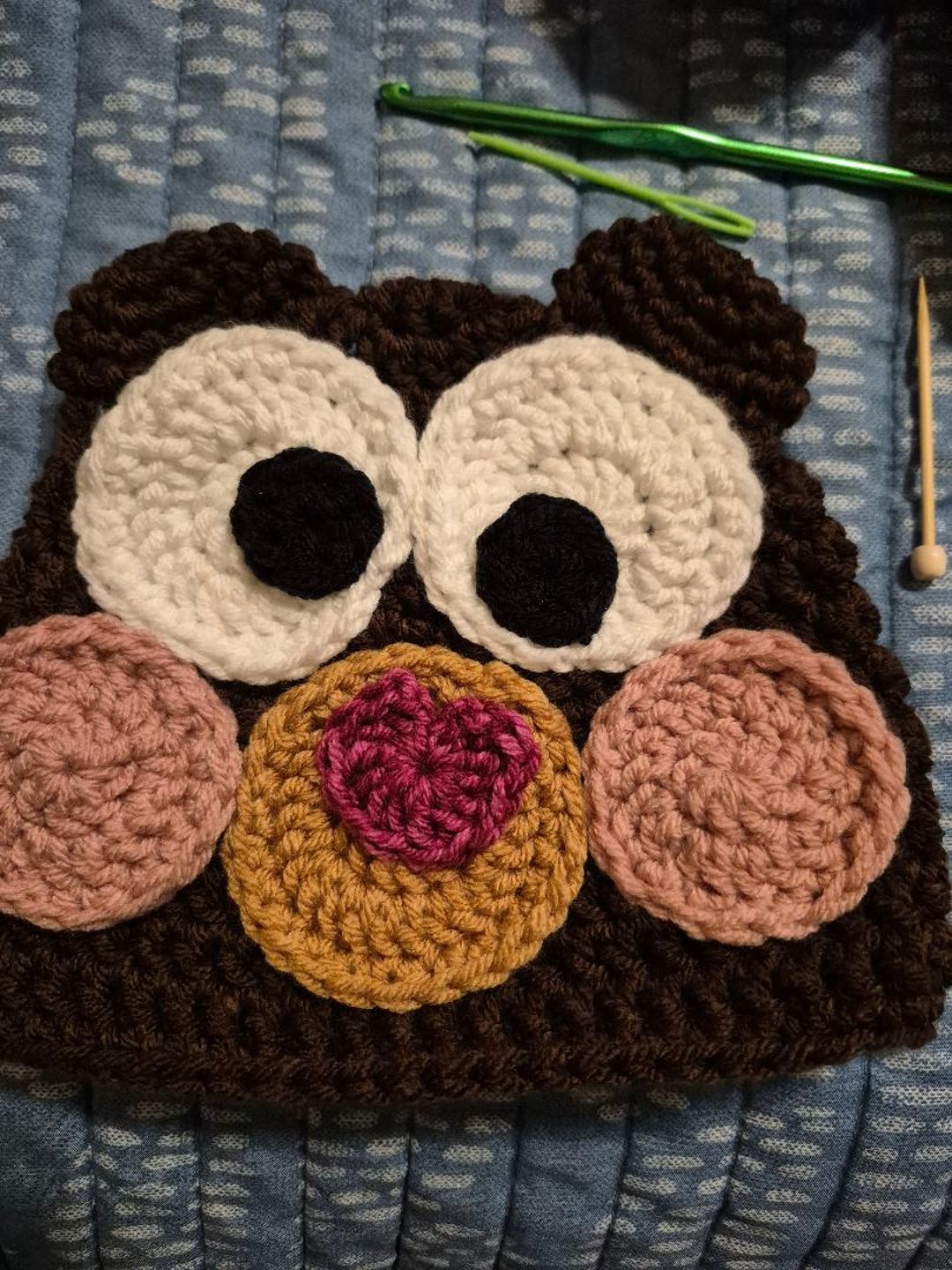 Crochet Heart Nose Bear Beanie Pattern (PDF Pattern) - Etsy
