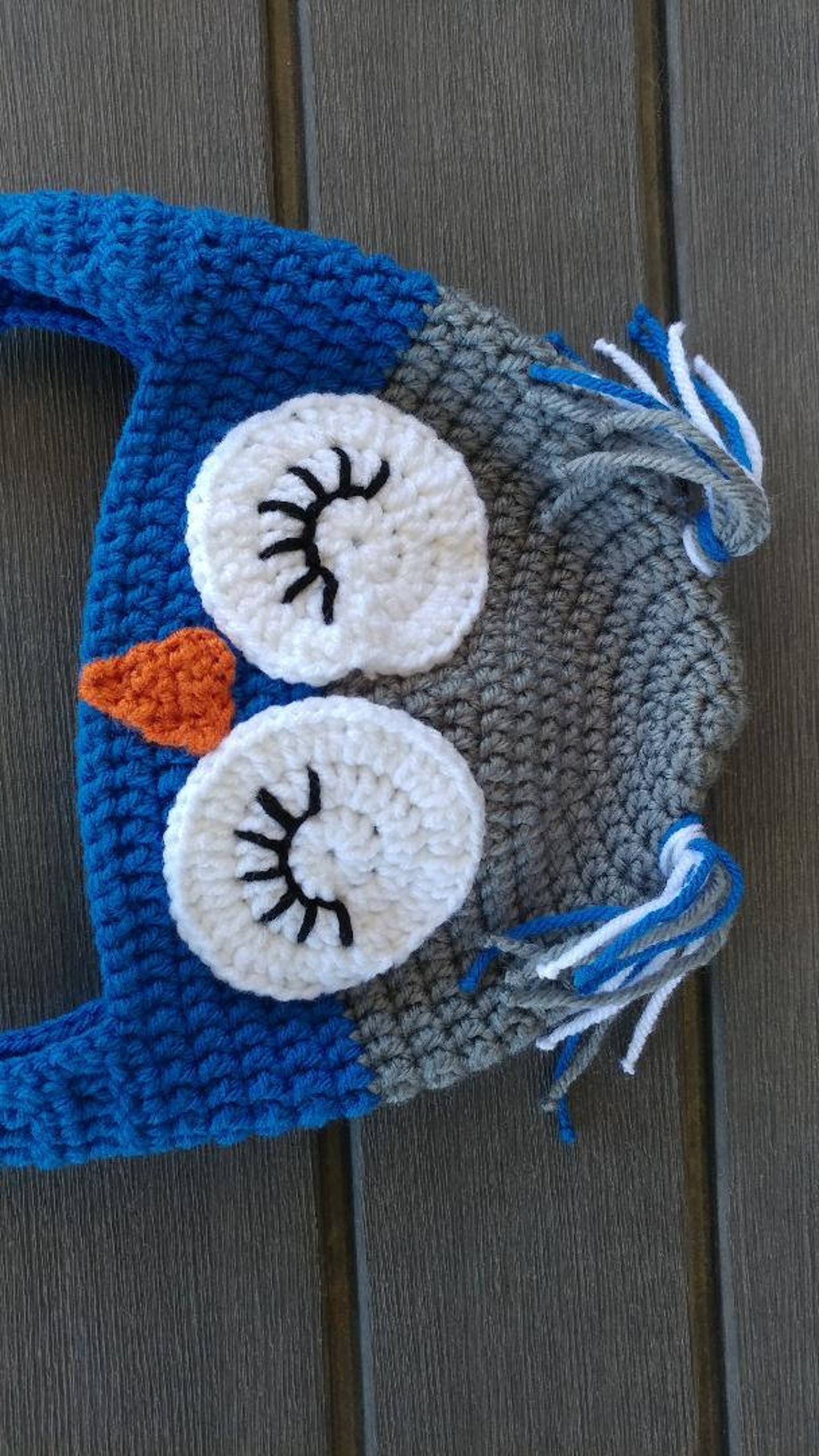 Owl Crochet Hat Pattern, Beanie, Crochet, Owl, Sleepy Owl, Animal Beanie, Animal, Owl Beanie - Etsy