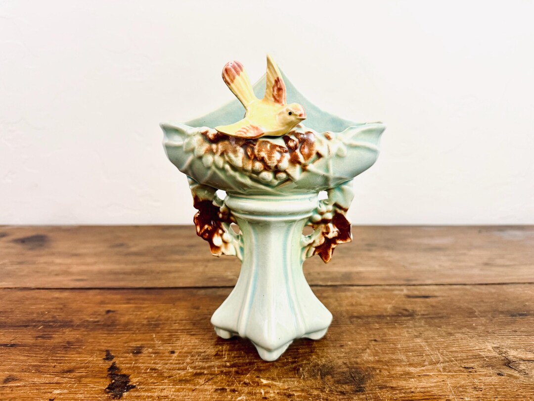 Vintage 8 Mccoy Pottery Bird Bath Wall Pocket / Mid Century MCM Nature ...