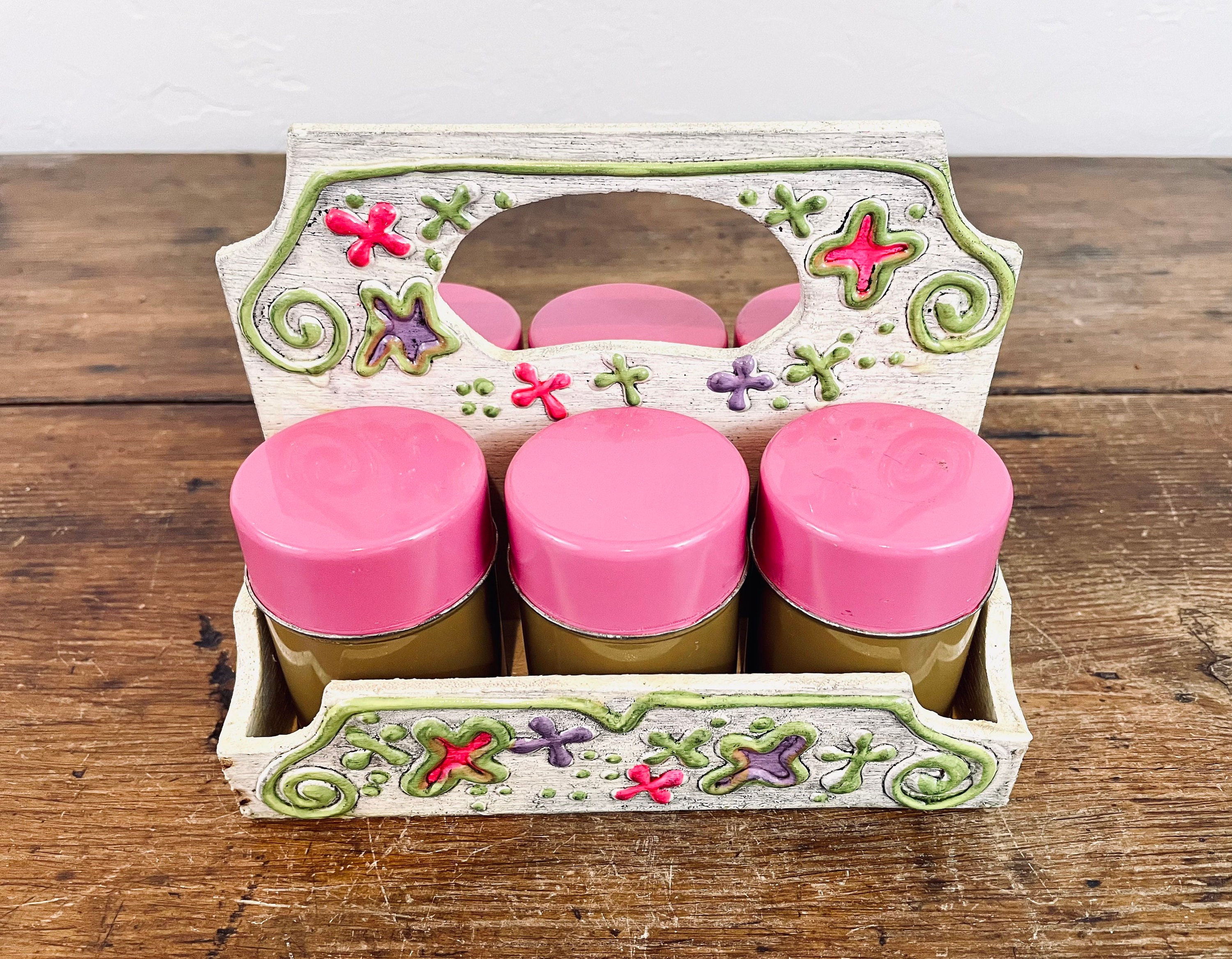 Vintage Japan Retro Tin Spice Jar Rack Carrier / Neon Eclectic - Etsy