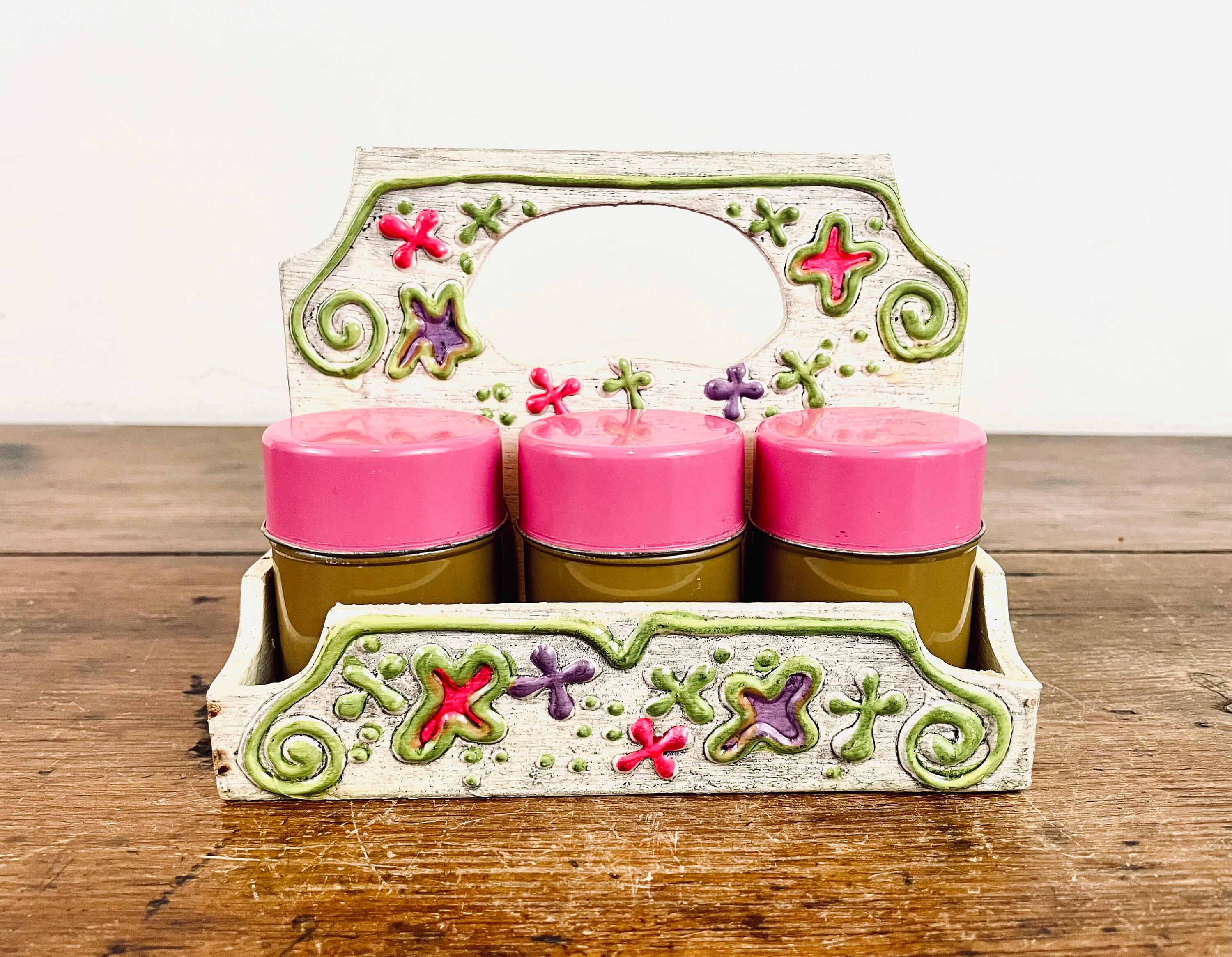 Vintage Japan Retro Tin Spice Jar Rack Carrier / Neon Eclectic | Etsy