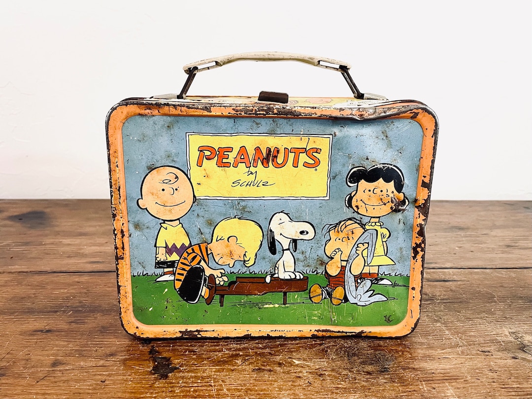 Vintage Thermos Peanuts Metal Lunch Box / Charles Schulz Charlie Brown Snoopy Food Tin Box - Etsy