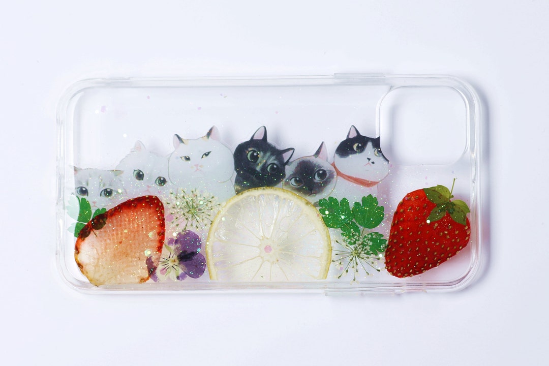 Pressed Flower Fruit Phone Case, iPhone 15 14 13 12 11 Pro Max Se 8 ...