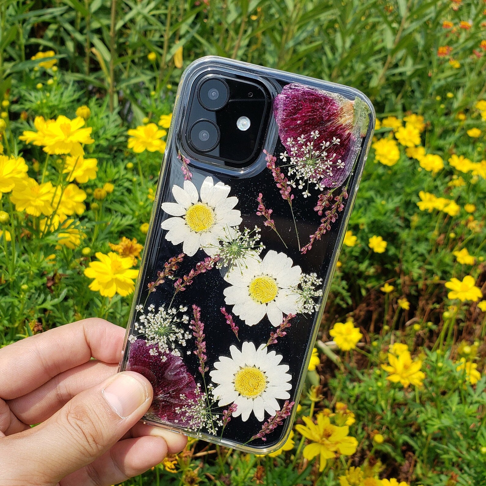 Handmade real dried pressed flower phone case iphone se 7 8 | Etsy