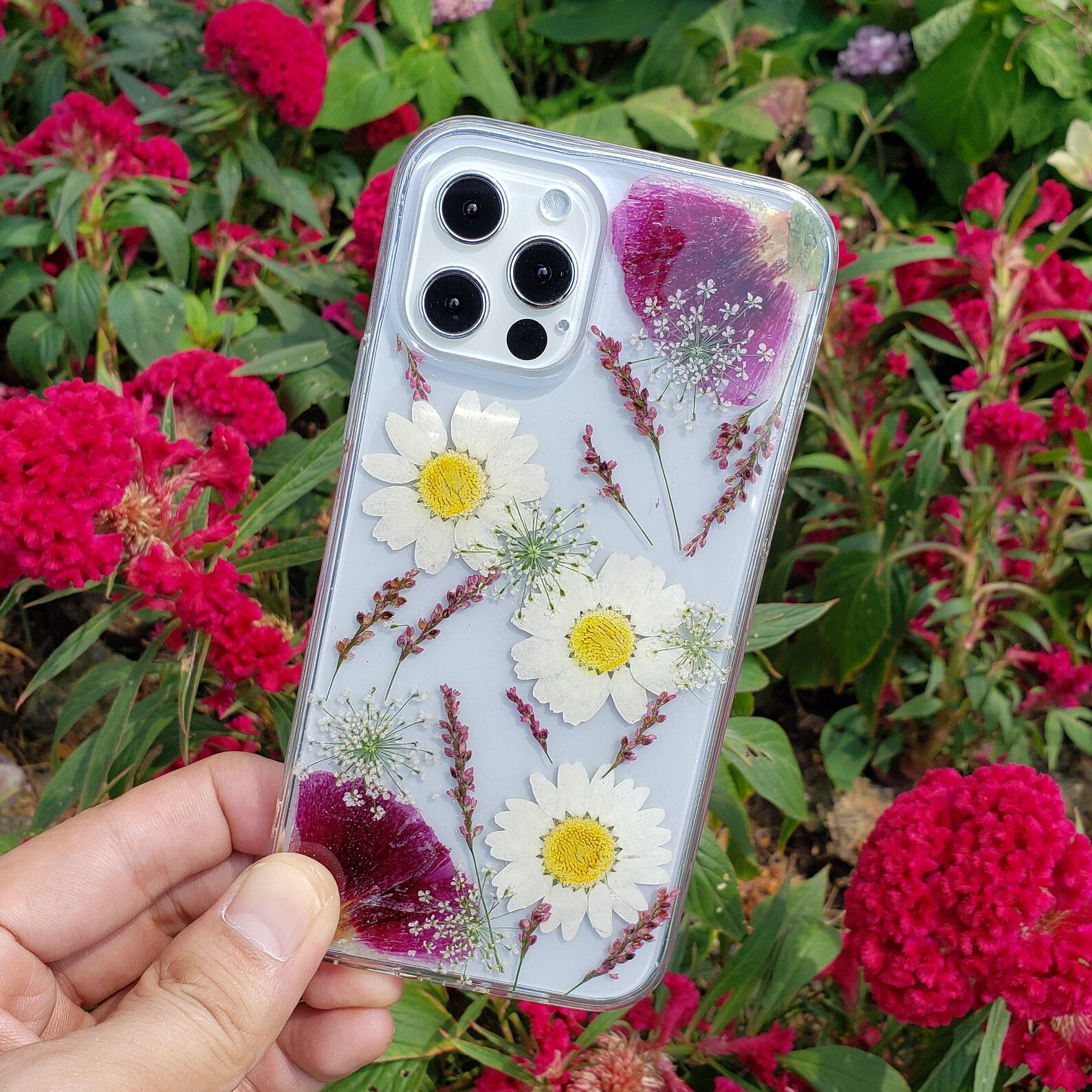 Handmade real dried pressed flower phone case iphone se 7 8 | Etsy