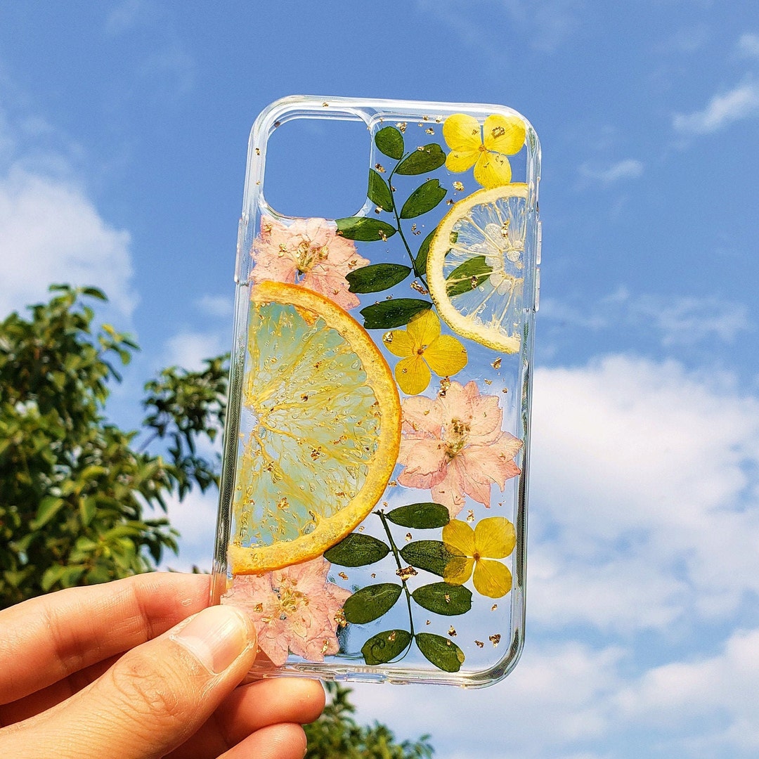 Pressed Flower Dried Fruit Lemon Phone Case, iPhone 11 12 13 14 15 Pro ...