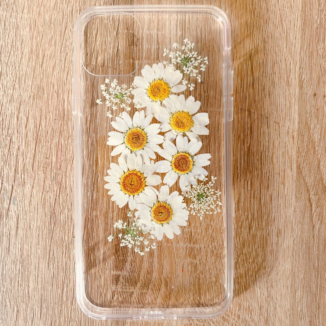 Pressed Dried Flower Daisy Phone Case, iPhone 15 Pro Max 14 Plus 13 ...