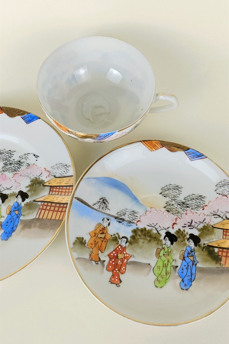 Japanese Vintage Tea Set Geisha Hand Painted - Etsy