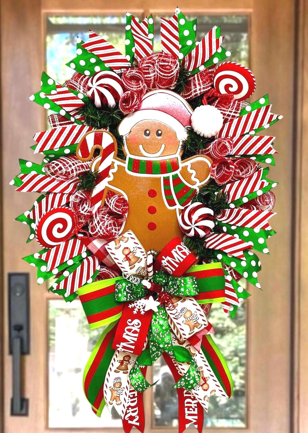 Gingerbread Man Christmas Wreath, Candy Holiday Decor - Etsy