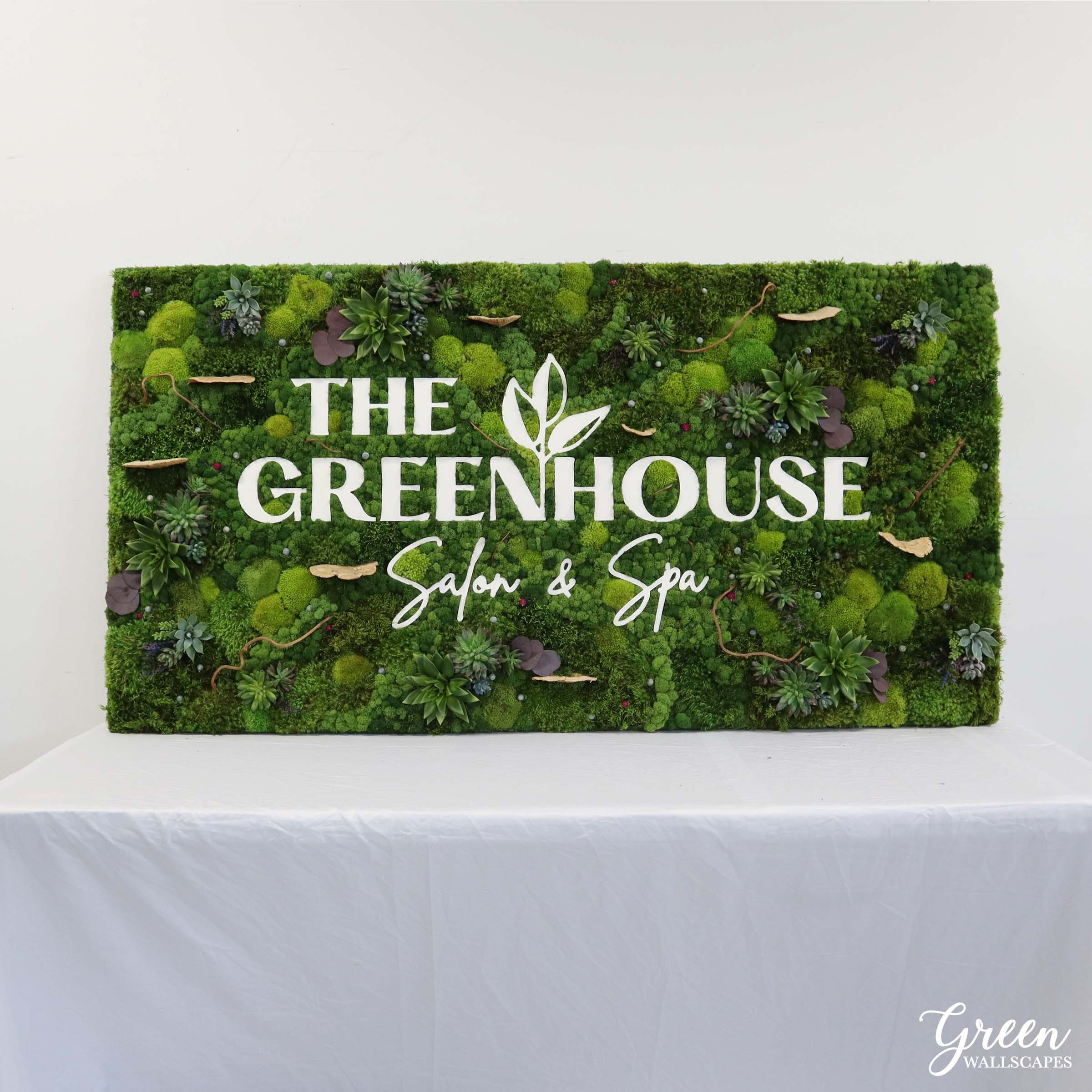 Custom Moss Logo for Spa | Green Wallscapes | Moss Logo | Custom Moss ...