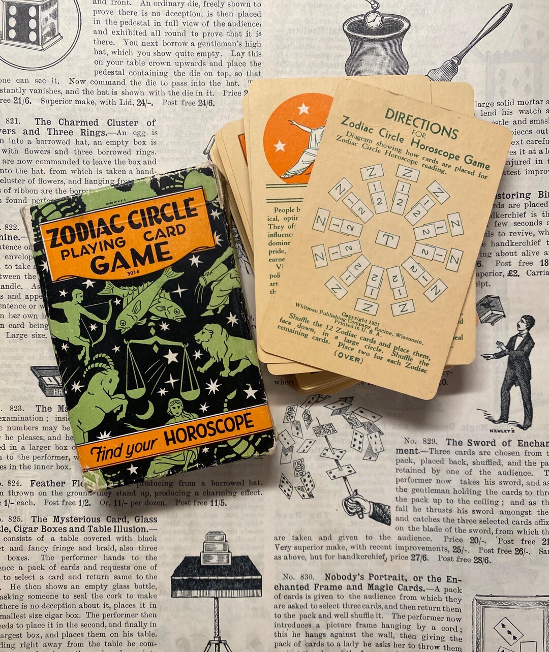 1931 Zodiac Circle Playing Card Game Find Your Horoscope by Whitman ...