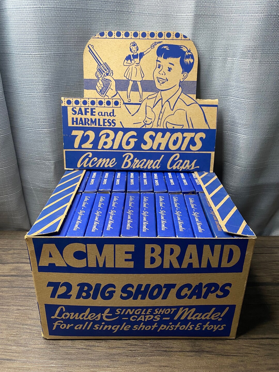 New Old Stock Complete Counter Display Acme Brand 72 Big Shot Caps With ...
