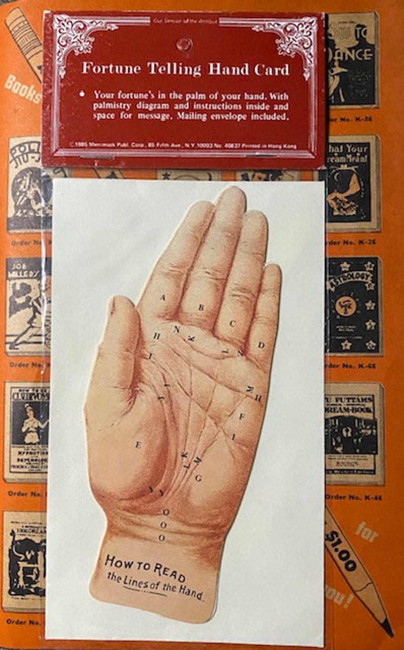 Vintage Palmistry Fortune Telling Hand Card - Etsy