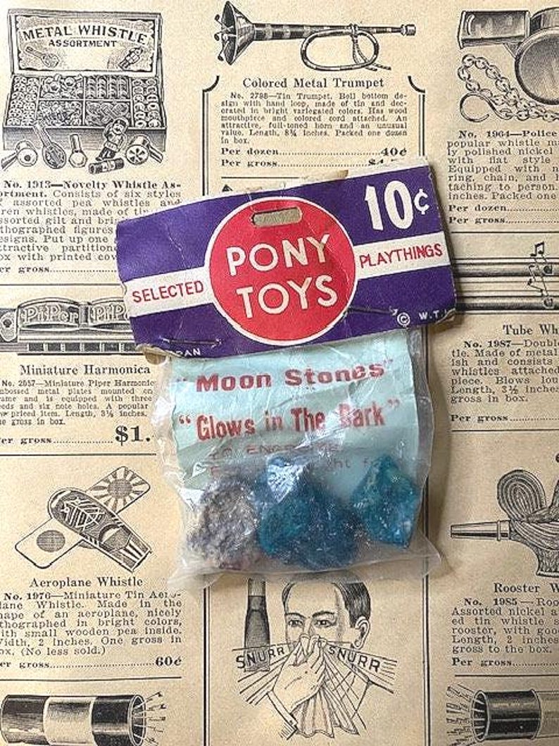 1950's Pony Toys Glow in the Dark Moon Stones Dime Store Rack Toy - Etsy